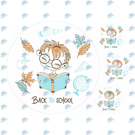 Back To School Boy Reading - Edible cake topper